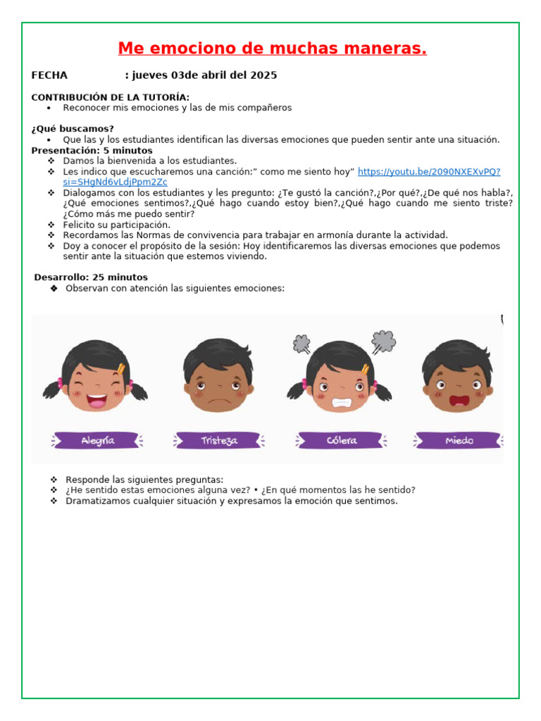 Expresando y Reconociendo Emociones | PDF