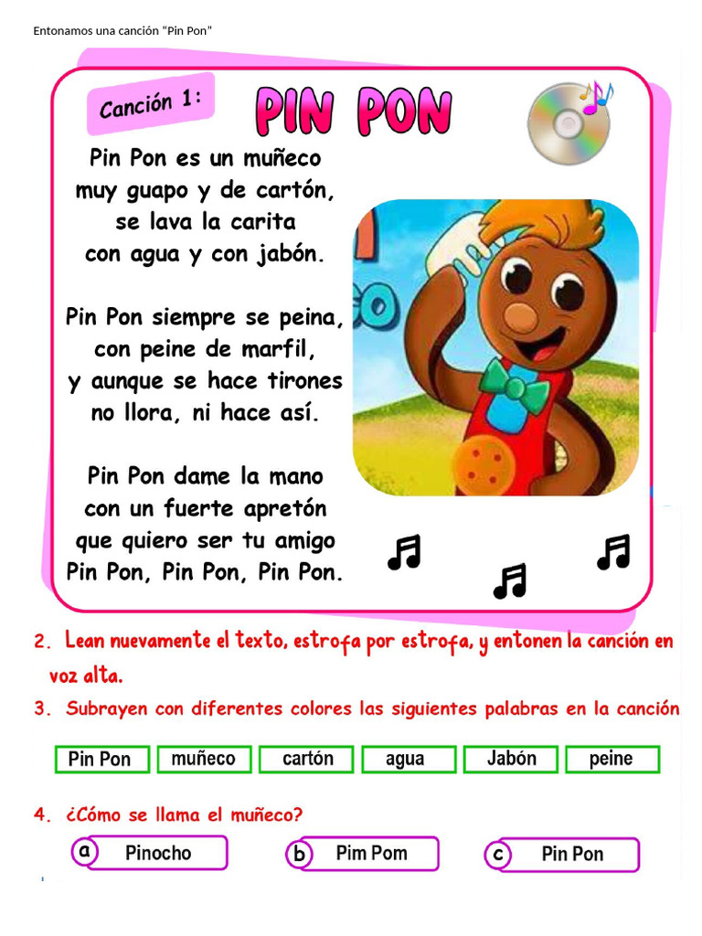 Ficha Pin Pon | PDF