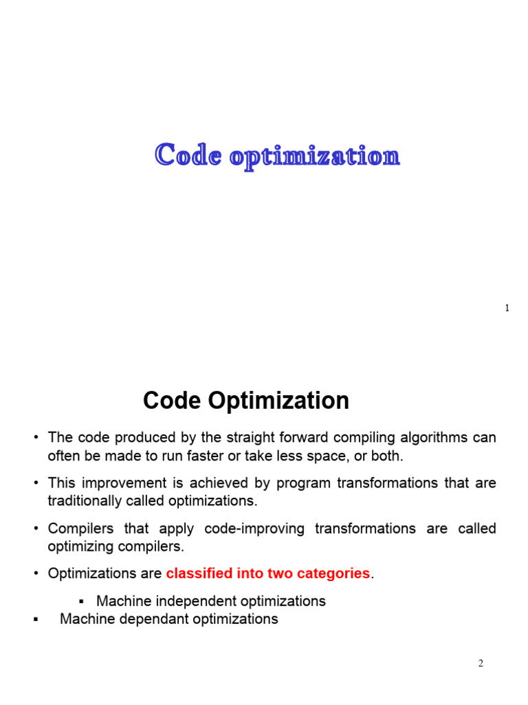 Code-Optimization_PPT (1) | PDF | Program Optimization | Control Flow