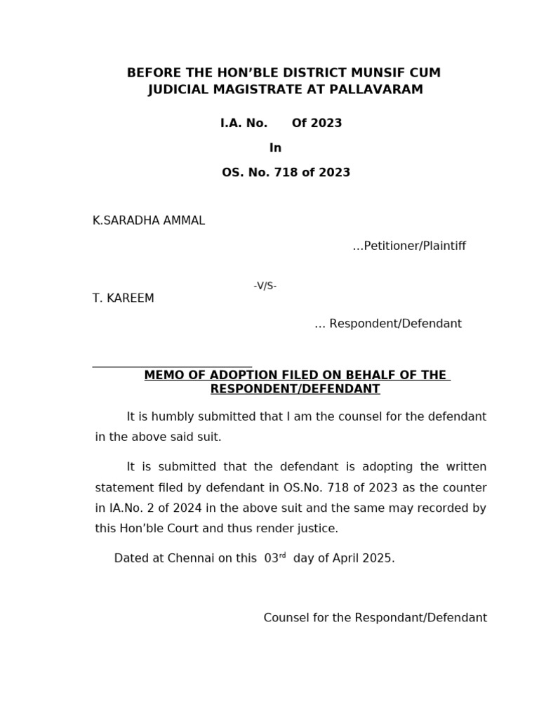 Kareem Adoption Memo | PDF