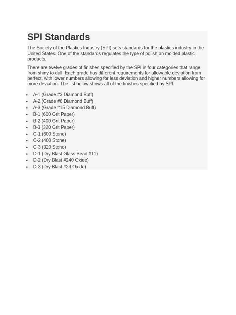 Spi Standar Acabado de Moldes | PDF