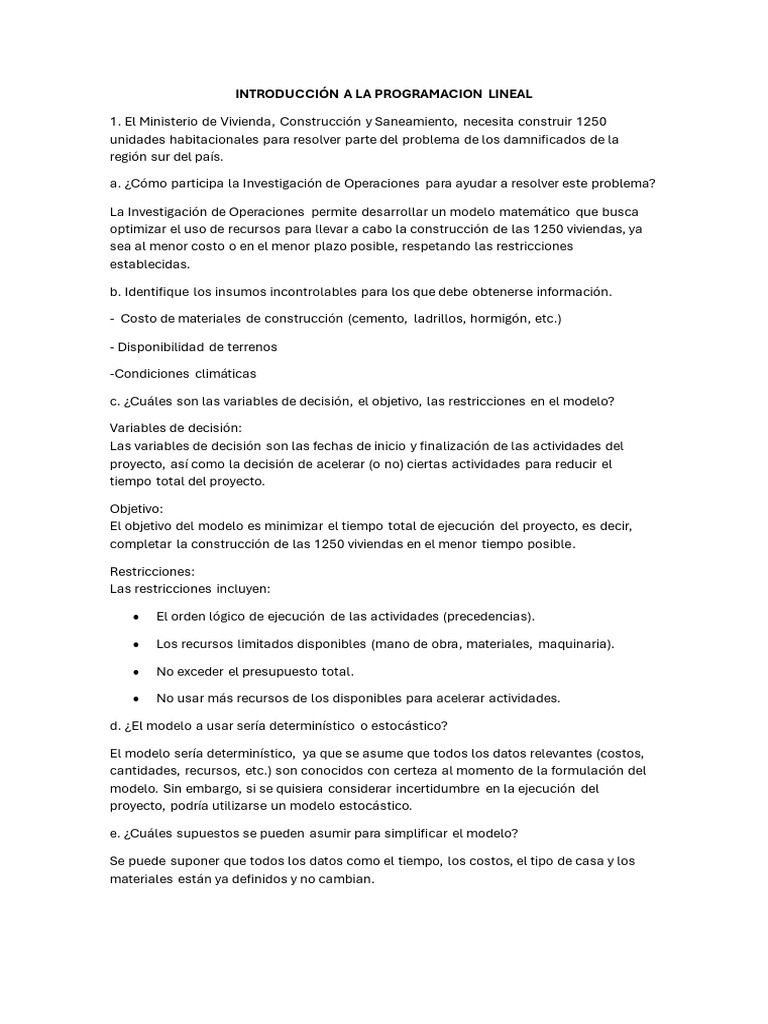 Ejercicios Programacion Lineal | PDF | Programación lineal | Datos
