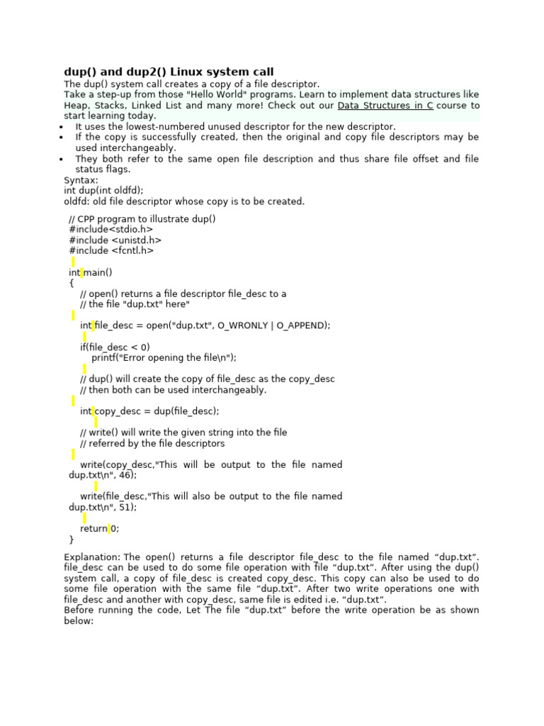 Unit 2 LP Dup and Dup2 Systemcalls | PDF | Computer Architecture | Software Development