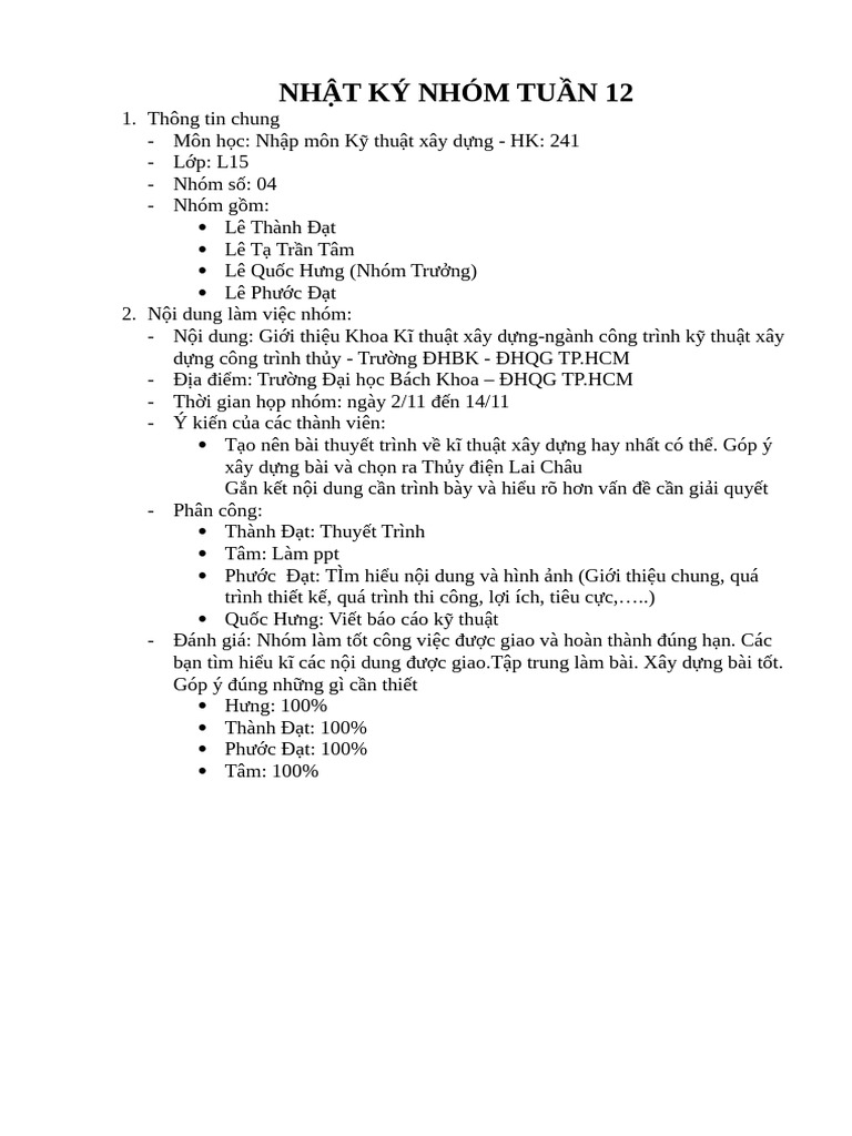 NHAT-KI-NHOM-TUAN-12 | PDF