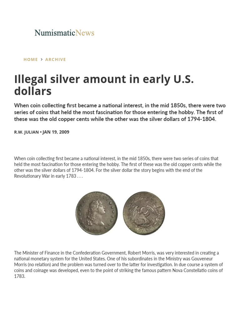 Illegal silver amount in early U.S. dollars - Numismatic News | PDF ...