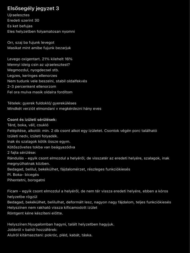 Elsősegély jegyzet 3 | PDF