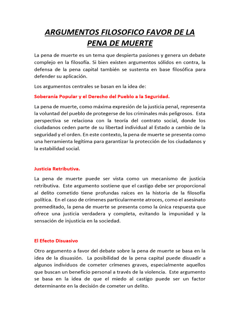Argumento Filosófico A Favor de La Pena de Muerte1 | PDF | Castigos ...