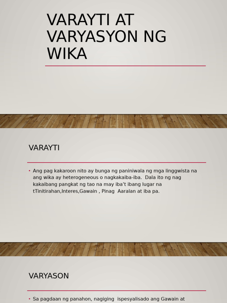 Varayti at Varyasyon NG Wika | PDF