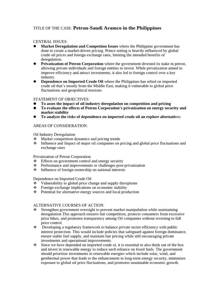 Petron-Saudi Aramco in The Philippines | PDF | Energy Security ...