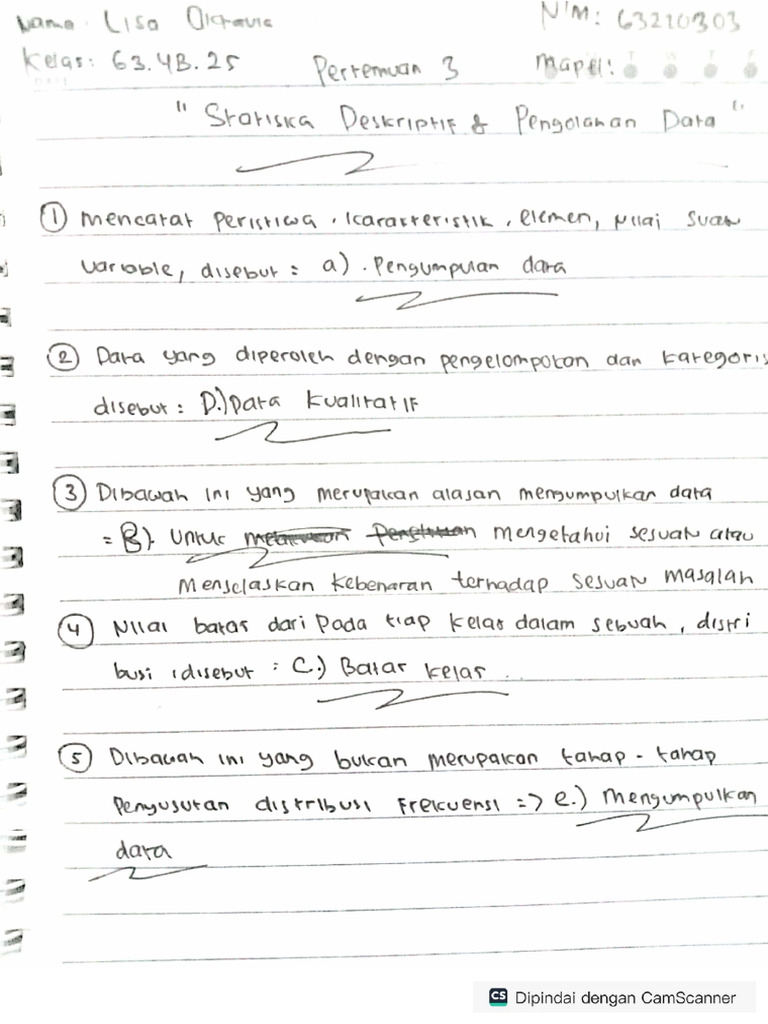 Lisa Oktaertemuan 3 Statiska Deskripstif Dan Pengolahan Data) | PDF