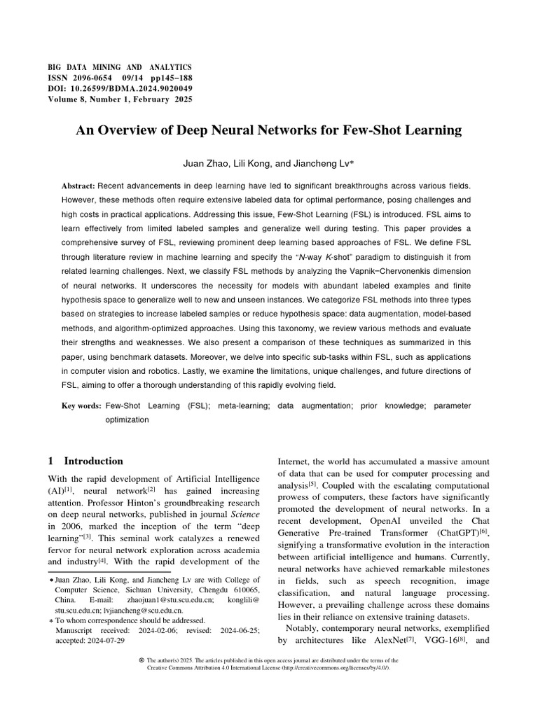 An Overview of Deep Neural Networks For Few-Shot Learning | PDF | Machine Learning | Deep Learning