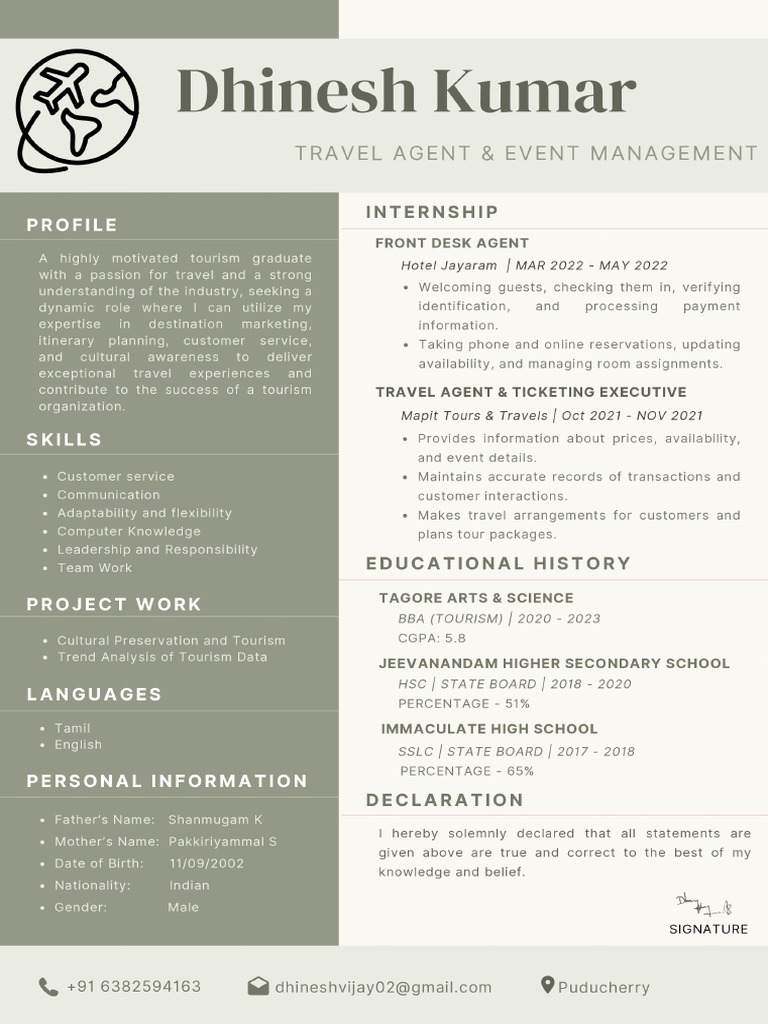 Dhinesh CV Resume - With - Sign | PDF