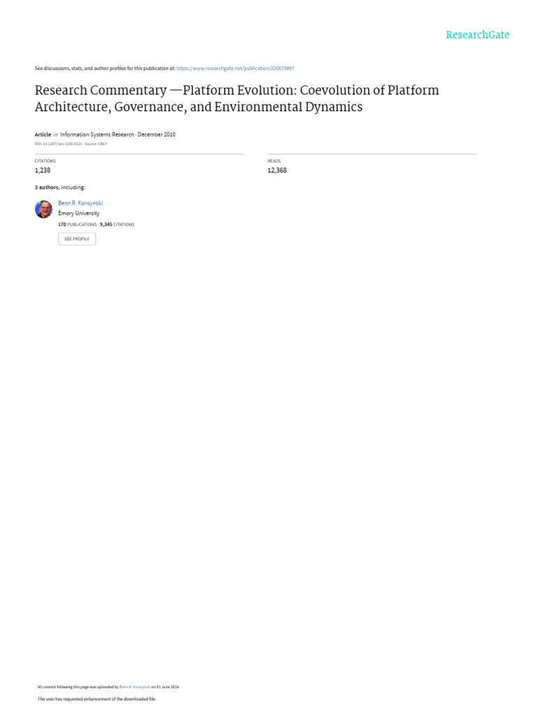 Research_Commentary_-Platform_Evolution_Coevolutio | PDF | Evolution ...