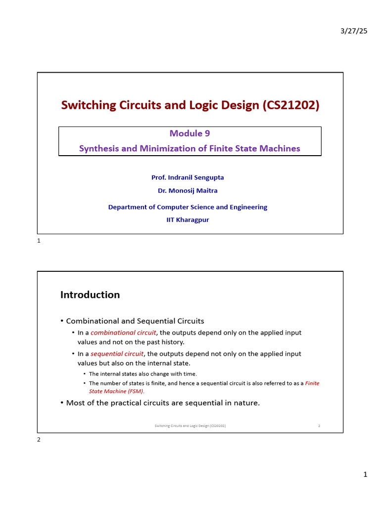 SCLD-M9-Synthesis Minimization FSM | PDF | Electronics | Theoretical Computer Science