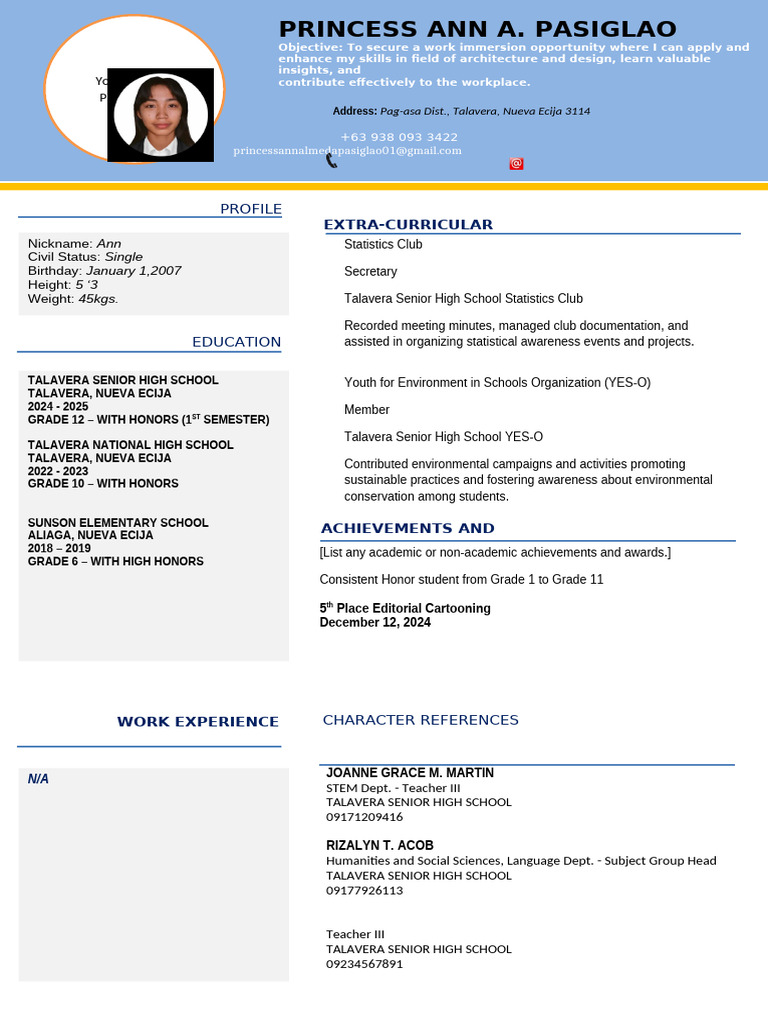 Sample Resume 2024 2025 | PDF | Behavior Modification | Intelligence