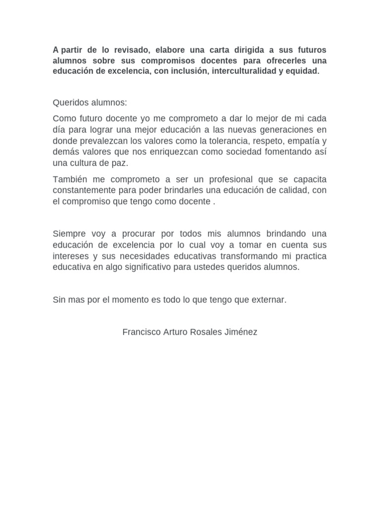 Carta A Mis Futuros Alumnos | PDF