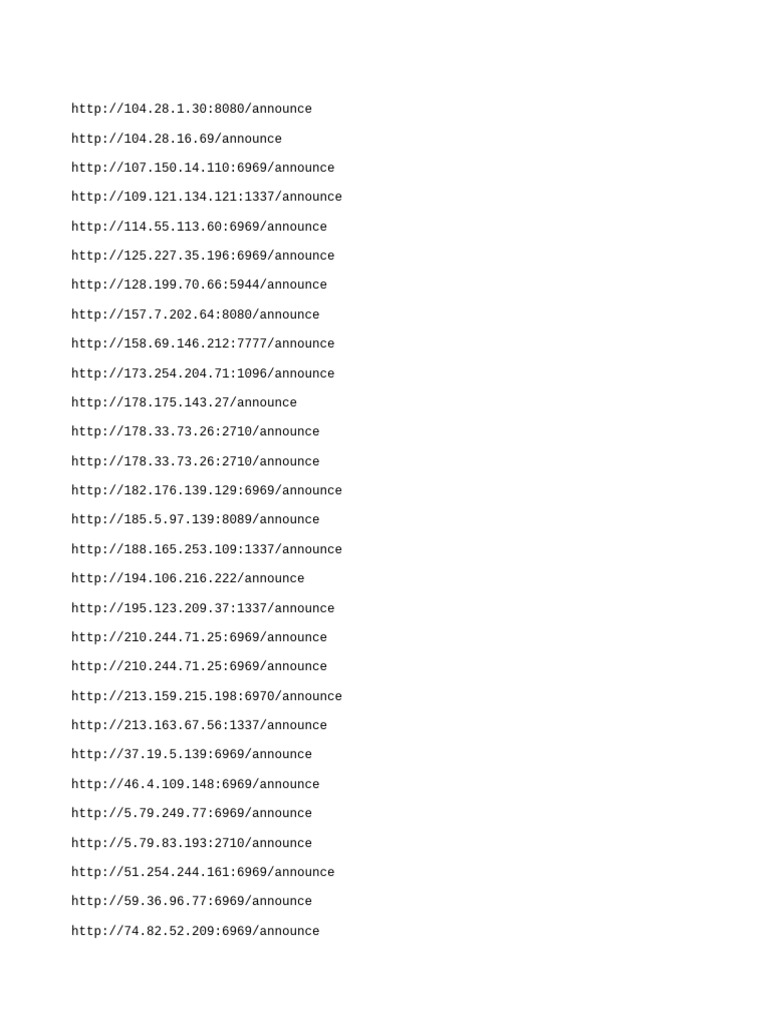 Torrent Public Trackers List | PDF | Peer To Peer | Computer File