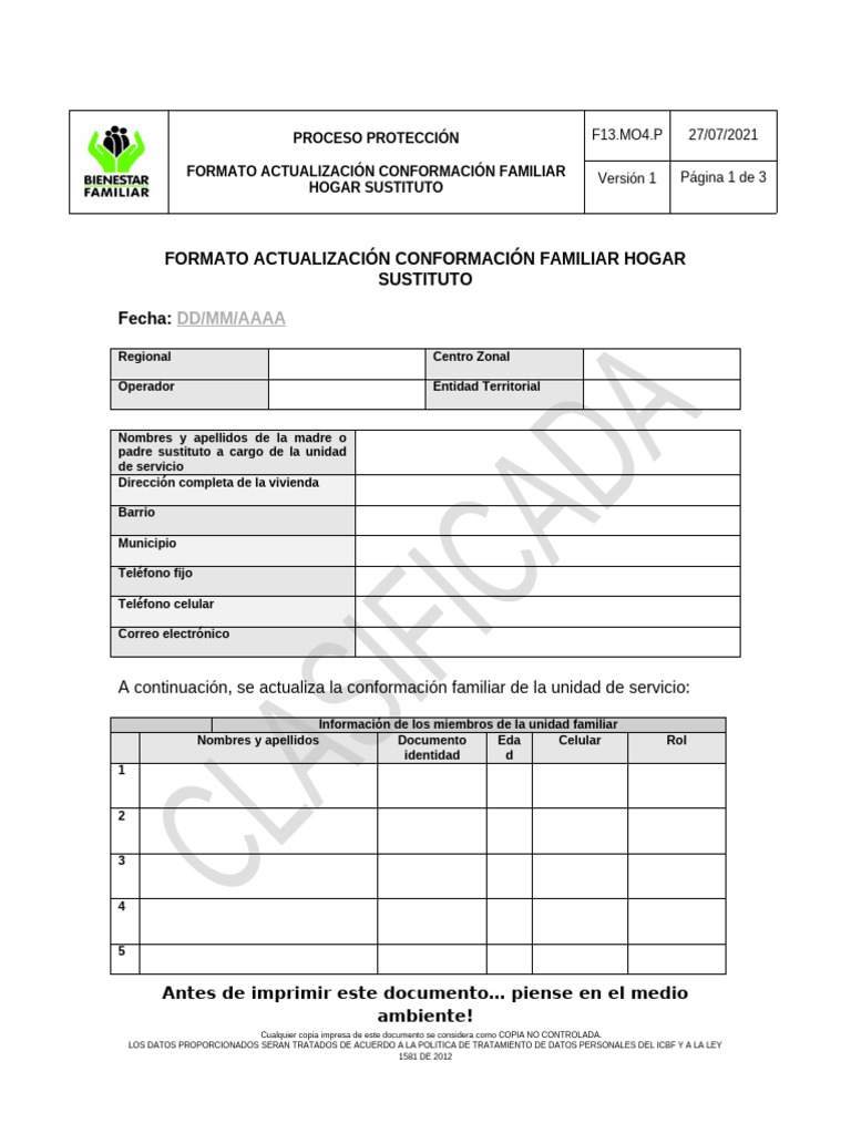 F13.mo4 .P Formato Actualizacion Conformacion Familiar Hogar Sustituto ...
