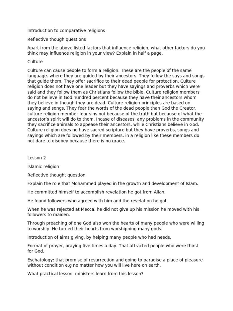 Introduction to comparative religions | PDF | Creator Deity | Virtue