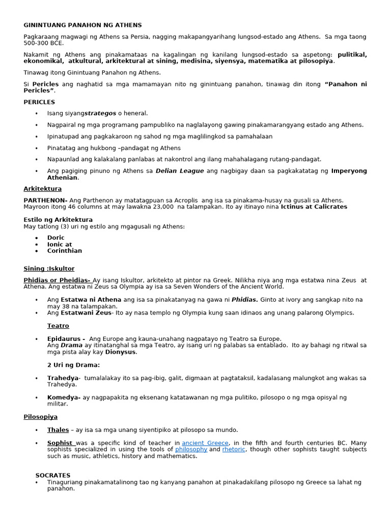 Ginintuang Panahon NG Athens | PDF
