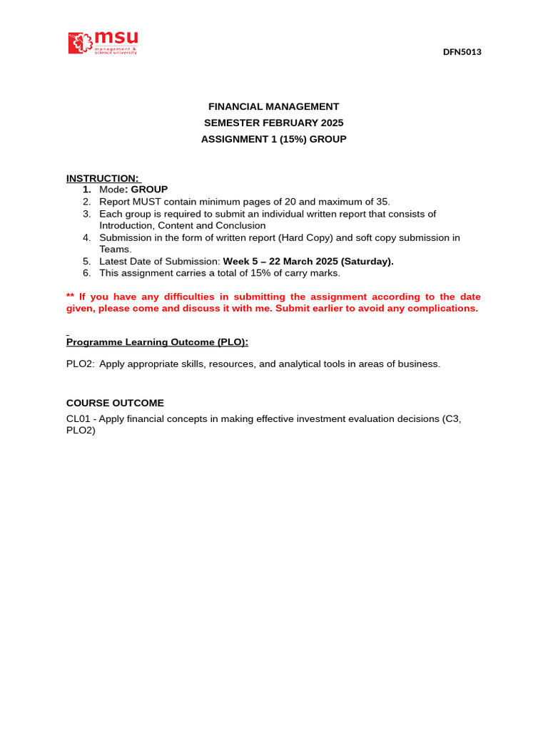 6. Assignment1 DFN5013 FINANCIAL MANAGEMENT Ratio Rev 4.7.24 | PDF | Return On Equity | Equity ...