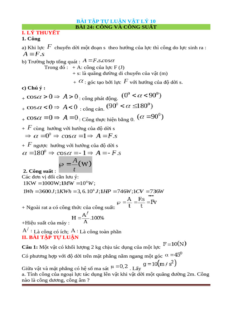 LÍ 10 CÔNG SUẤT | PDF