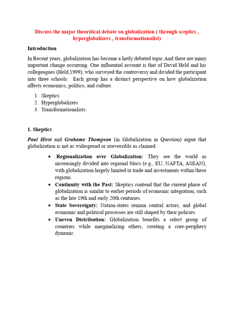 Globalization Theories: Sceptics vs. Hyperglobalizers vs ...