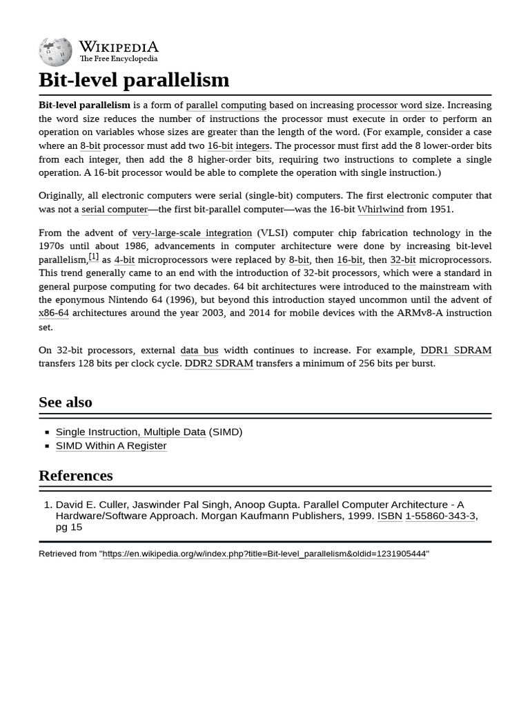 Bit-Level Parallelism | PDF