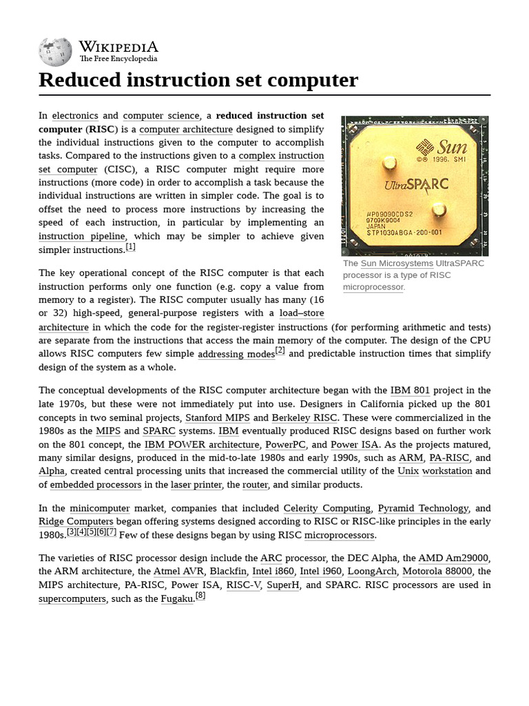 Reduced Instruction Set Computer | PDF | Central Processing Unit | Computer Science