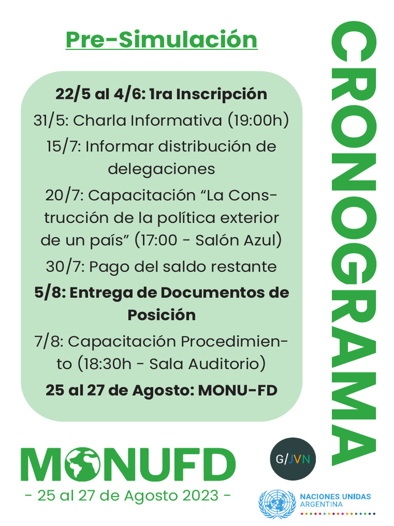 Cronograma MONU-FD 2023 | PDF