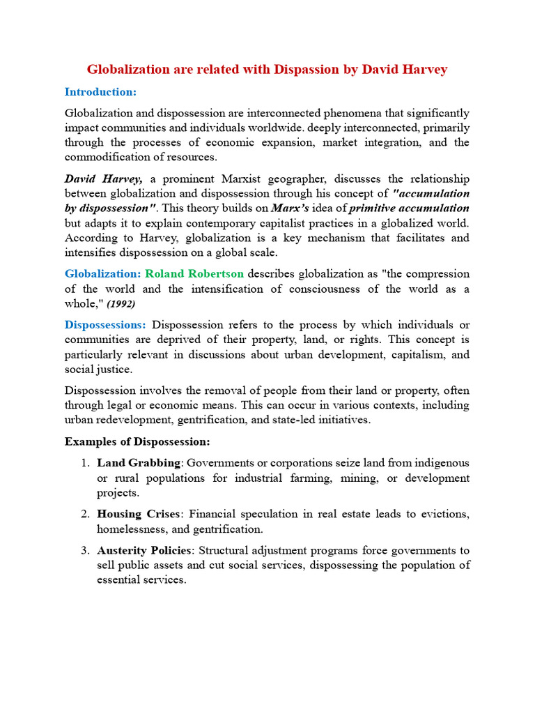 Globalization Are Related With Dispassion by David Harvey | PDF | Globalization | Neoliberalism