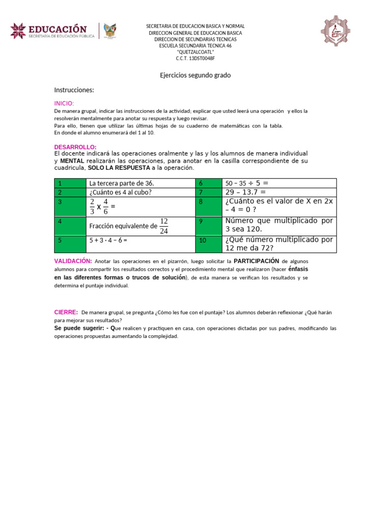 Ejercicios Segundo Grado Pdf Educación Primaria