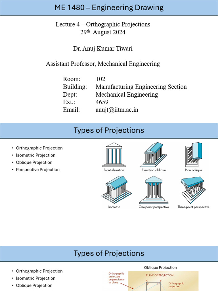 Orthographic Projections in Engineering Drawing | PDF | Classical ...