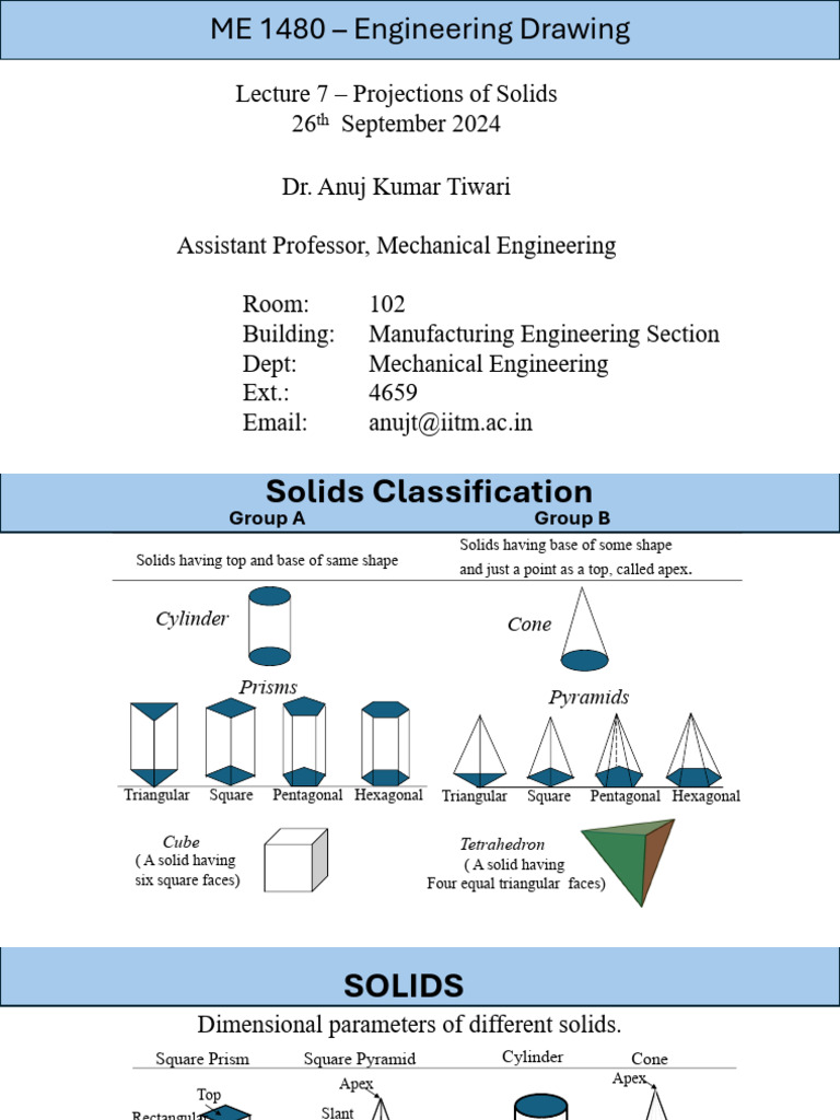 L7 Projections of Solids | PDF | Triangle | Cartesian Coordinate System