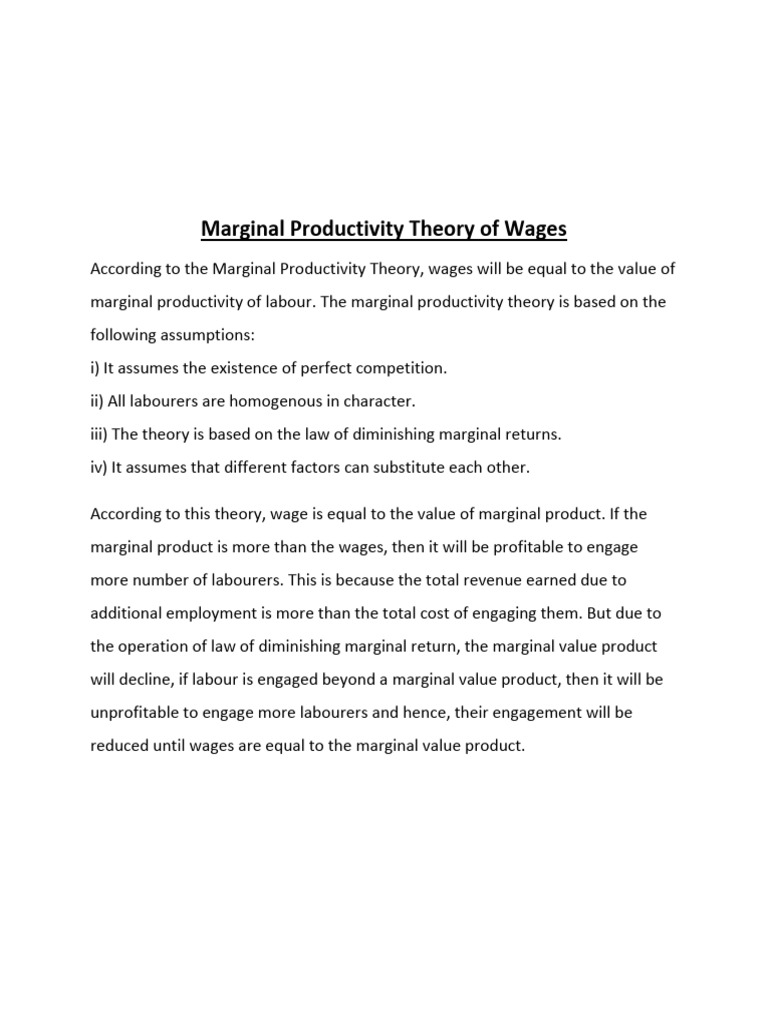 Marginal Productivity Theory of Wages | PDF | Labour Economics ...