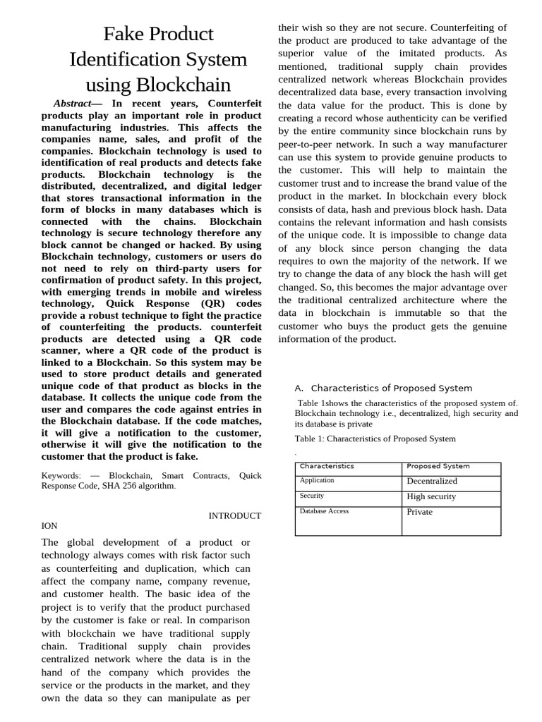 Fake Product Identification System Using Blockchain New | PDF | Qr Code | Databases