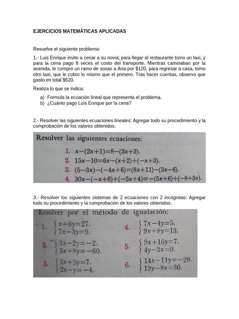 Ejerciicos Matemáticas Aplicadas | PDF