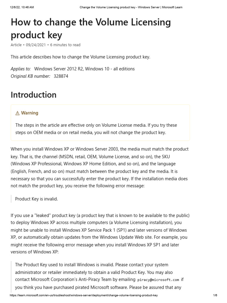 Change The Volume Licensing Product Key - Windows Server - Microsoft ...