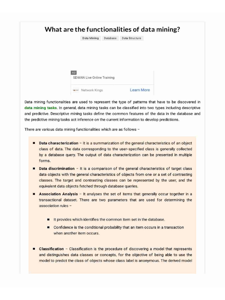 data Mining unit 1 | PDF