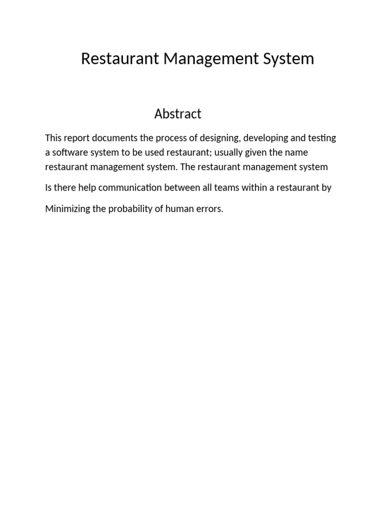 Restaurant Management System | PDF