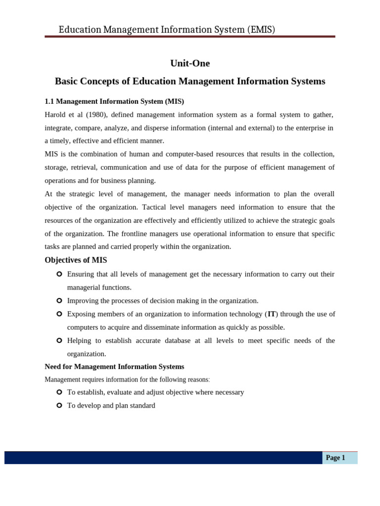 EMIS Note For Students Best | PDF | System | Information