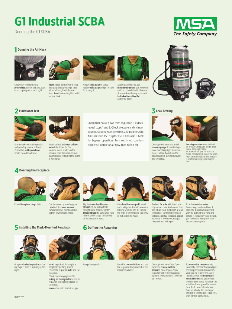 G1 SCBA Donning and Doffing Guide | PDF | Equipment | Respiration