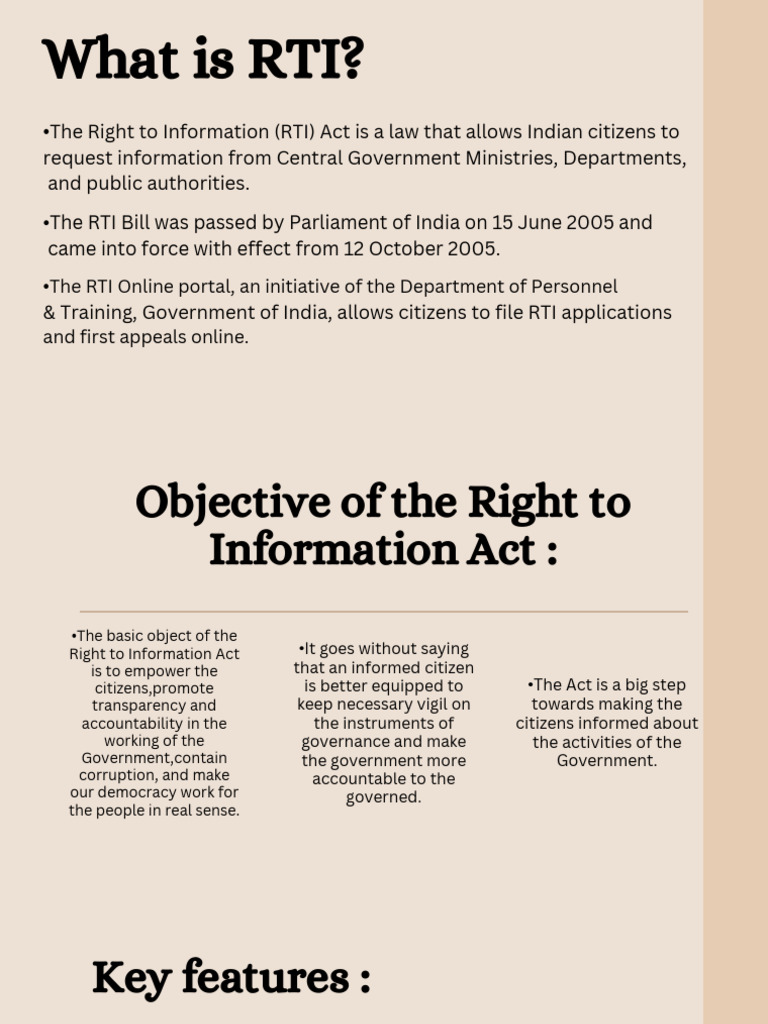 What Is RTI?: - The RTI Online Portal, An Initiative of The Department of Personnel and First ...