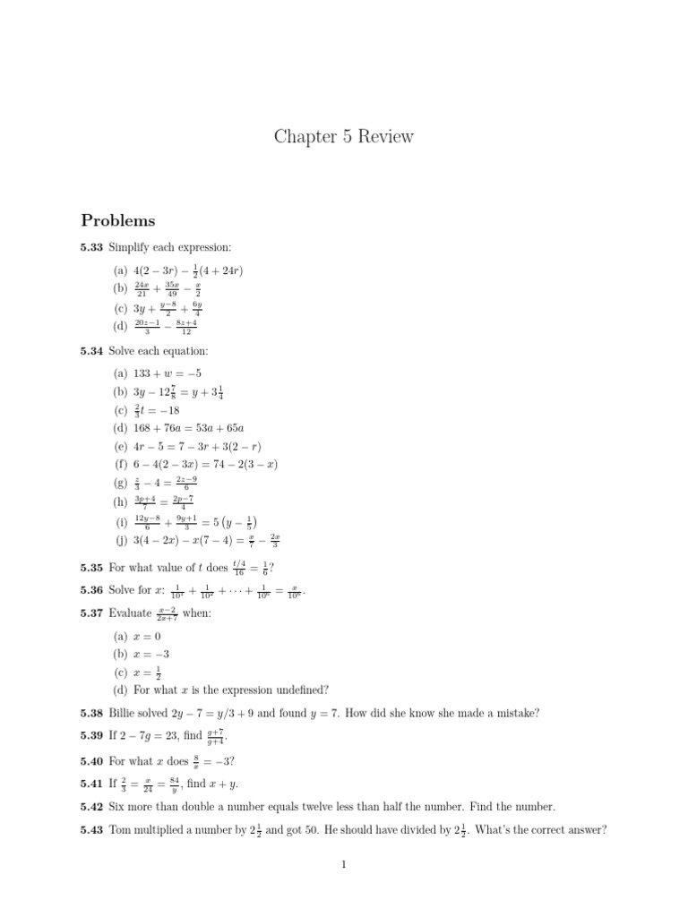 Chapter 5 Math Problems and Solutions | PDF | Inequality (Mathematics ...