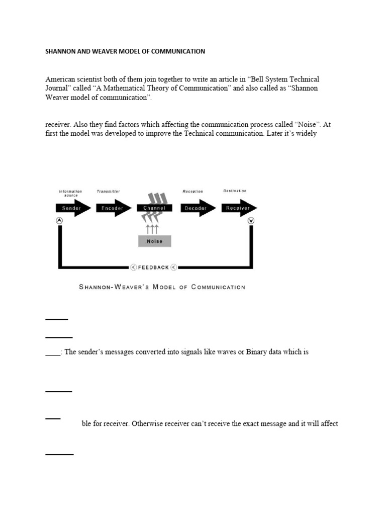 Shannon-Weaver Communication Model Explained | PDF | Communication ...