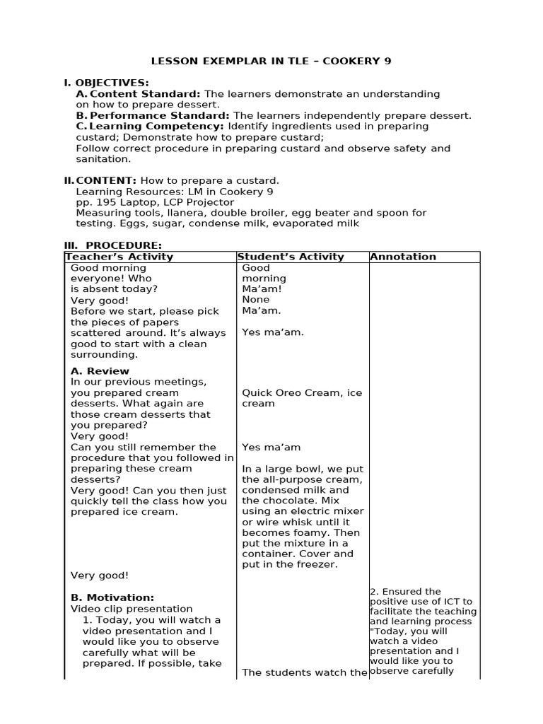 Lesson_Plan_Annotated_with_Indicators | PDF | Foods