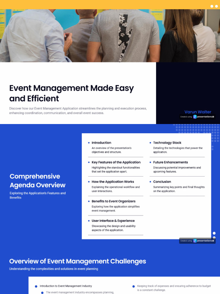 Event Management Application Presentation | PDF