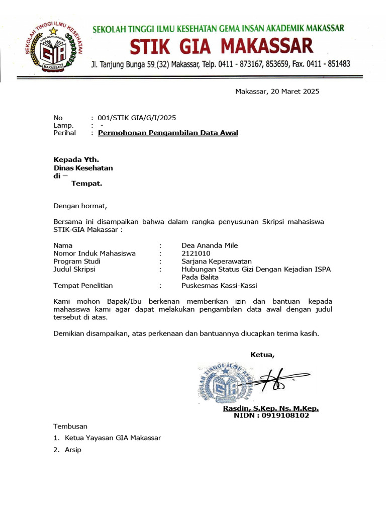 Surat Data Awal | PDF