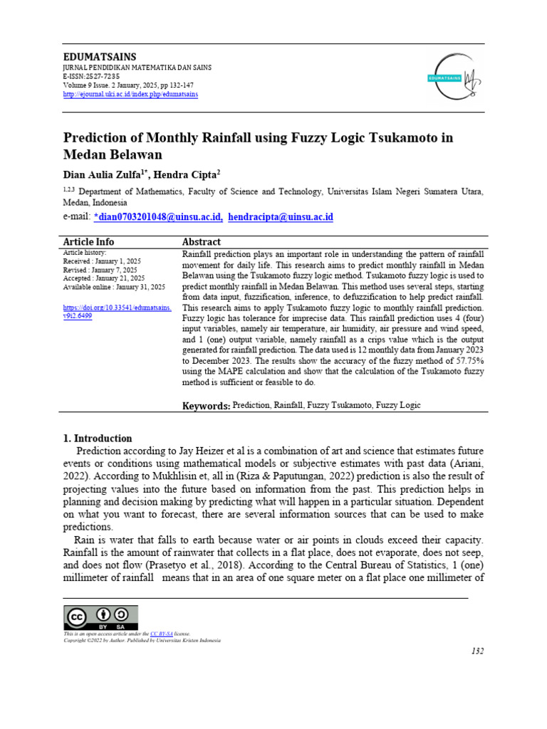 Prediction_of_Monthly_Rainfall_using_Fuzzy_Logic_T | PDF | Fuzzy Logic | Mean Squared Error