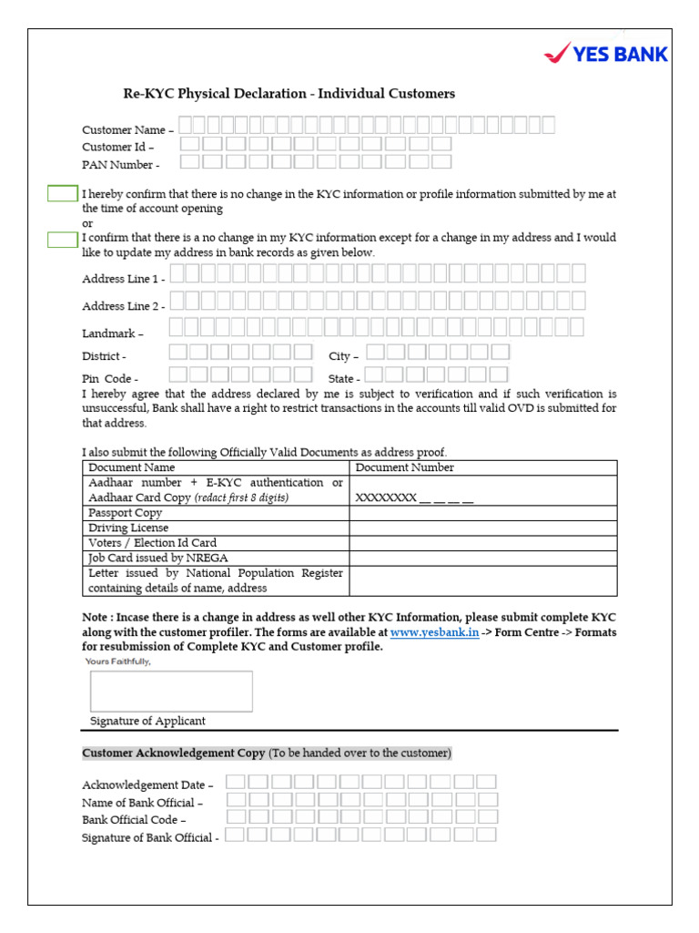 Re Kyc Physical Declaration Individual Customers PDF | PDF